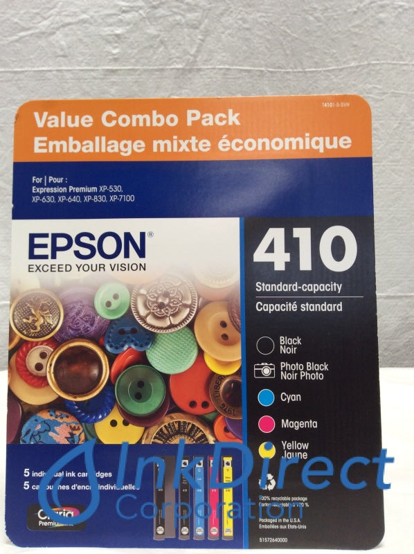 Genuine Epson T4101-5-SVH T41015SVH 410 BK/PBK/C/M/Y Ink Jet Cartridge ...